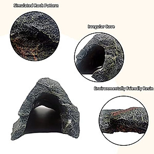 BNOSDM Reptile Hides Large Rock Aquarium Habitat Decor Rock Terrarium Habitat Decor Ornament Shelter for Snake Geckos Lizards Bearded Dragon Turtle Frogs Spiders Amphibians