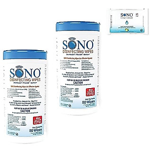 SONO Disinfecting Wipes - Medical-Grade, Alcohol-Free, No Bleach - Multi-Surface Cleaning Wipes for Home, School, Office - 160 CT (Canister of 2) + 1 Pack of Hand Sanitizing Wipes