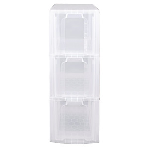 Really Useful Plastic Storage Box Storage Tower 3x25 Litre Clear Frame with Drawers