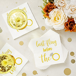 BLUE PANDA - 50 Pack Bachelorette Party Napkins, Last Fling Before the Ring Decorations (5 x 5 In)