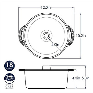 Nordic Ware Angel Food Cake Pan, 18 Cup Capacity, Graphite