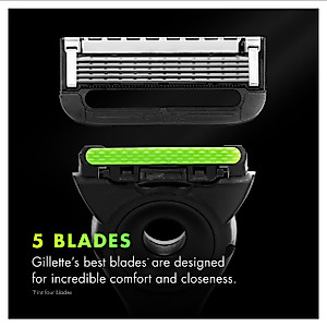Gillette Labs with Exfoliating Bar Razor Refills for Men , 6 Razor Blade Refills and 7oz Rapid Foaming Shave Gel, Black