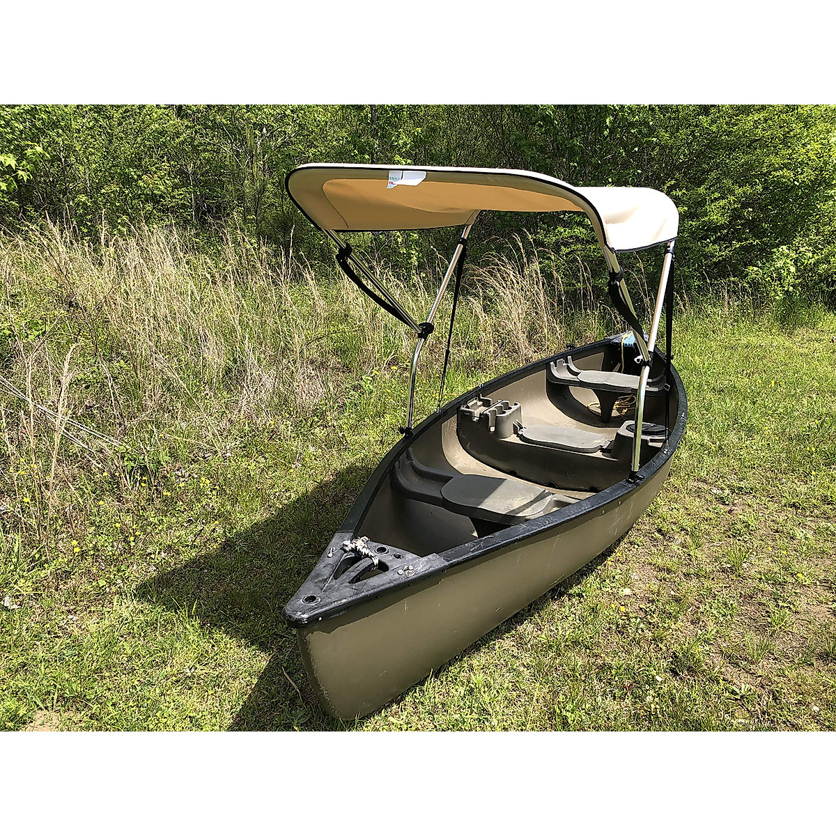 Beige 2' by 5' Sun Shade/Canopy/Umbrella for Canoe/Kayak by Cypress Rowe Outfitters, Blocks UV, Rain