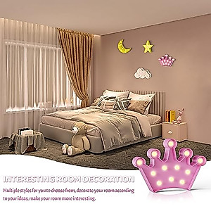 Ganrami Crown Pink Decor, Princess Decor for Girls Room, Princess Party Decorations, Birthday Decor, Battery Powered Night Light for Girls