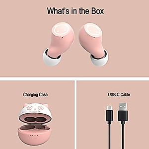 Togetface Kids Girl Wireless Earbuds Bluetooth Adult Touch Headphones, 32 Hours of Playback time, Stereo, Music/Game Mode, Noise Reduction Pink