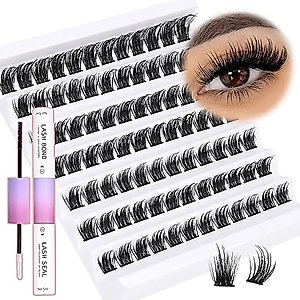 DIY Lash Extension Kit Lash Clusters Kit Fluffy Wispy Cluster Lashes Like Eyelash Extensions Lash Bond and Seal Strong Hold 12-16MM by ALICE