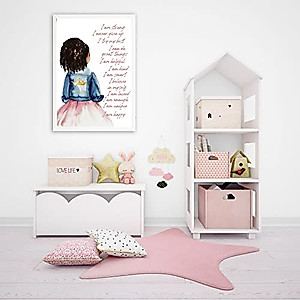 Canpllesy Positive Quotes Wall Art Girls Room Decor African American Girl Wall Art Decor Motivational Black Girl Posters Positive Affirmations Encouragement Gifts for Girls Daughter Gifts UNFRAMED