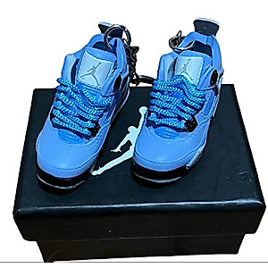 Mini Shoes Keychain Pair or Single With or Without The Box, Mini Kicks, Mini Sneaks, Blue 4s Mini Kicks Shoes Keychains (Pair No Box)