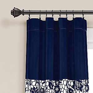 Lush Decor Lush DÉCOR Navy Estate Garden Print Curtains Room Darkening Window Panel Set for Living, Dining, Bedroom (Pair), 84” Long x 52” Wide