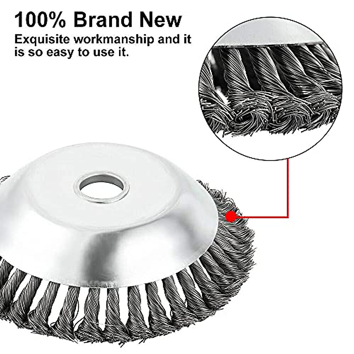 Kink Wire Wheel Brush,Rotary Weed Brush, Lawn Mower Grass Brush Trimmer Head, Straight-axis Gas Trimmer, Weed Trimmer, Rust Remover.Thickened Steel Wire wear-Resistant Spring Steel Wire Wheel.