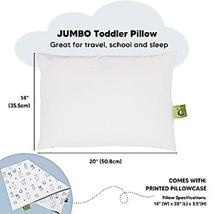 KeaBabies Toddler Pillow with Pillowcase and Organic Baby Bibs Bundle - Jumbo 14X20 Pillows for Sleeping - Machine Washable Teething Bib - Unique Baby Gift for Boys and Girls