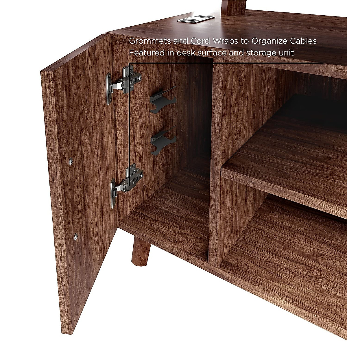 Union & Scale UN56950 MidMod 60 Storage Desk, Espresso (UN56950)