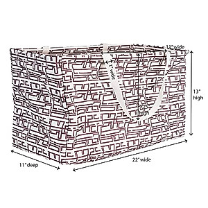 Household Essentials Canvas Utility Tote with Handles, Rectangular Krush Tote, Water-Resistant Vinyl Lining, Large Capacity, Durable and Versatile, Tan Geometric Pattern