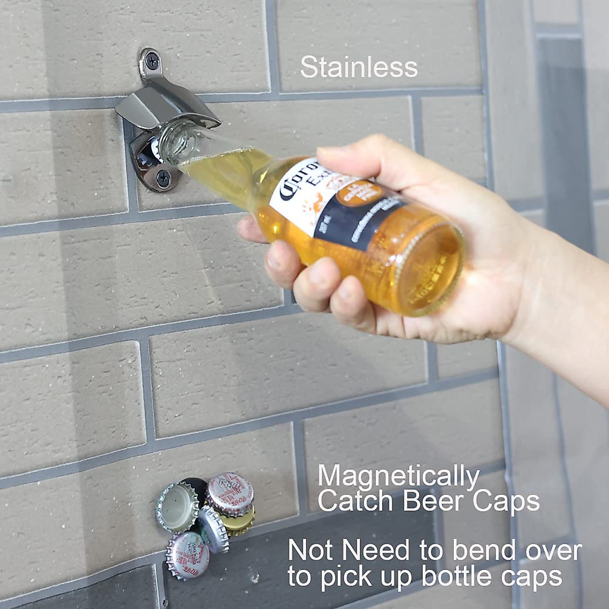 Luwanburg Gun-metal Black Wall Mounted Beer Bottle Opener Magnetic with Magnetic Bottle Cap Catcher