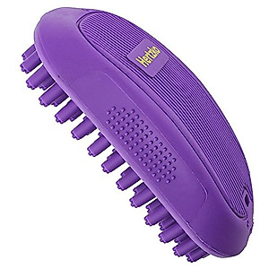 Hertzko Pet Bath & Massage Brush - Dog Bath Brush Scrubber for Shampooing and Massaging Dogs, Cats, Small Animals, Short/Long Hair - Soft Rubber Bristles Gently Removes Loose & Shed Fur (No Handle)