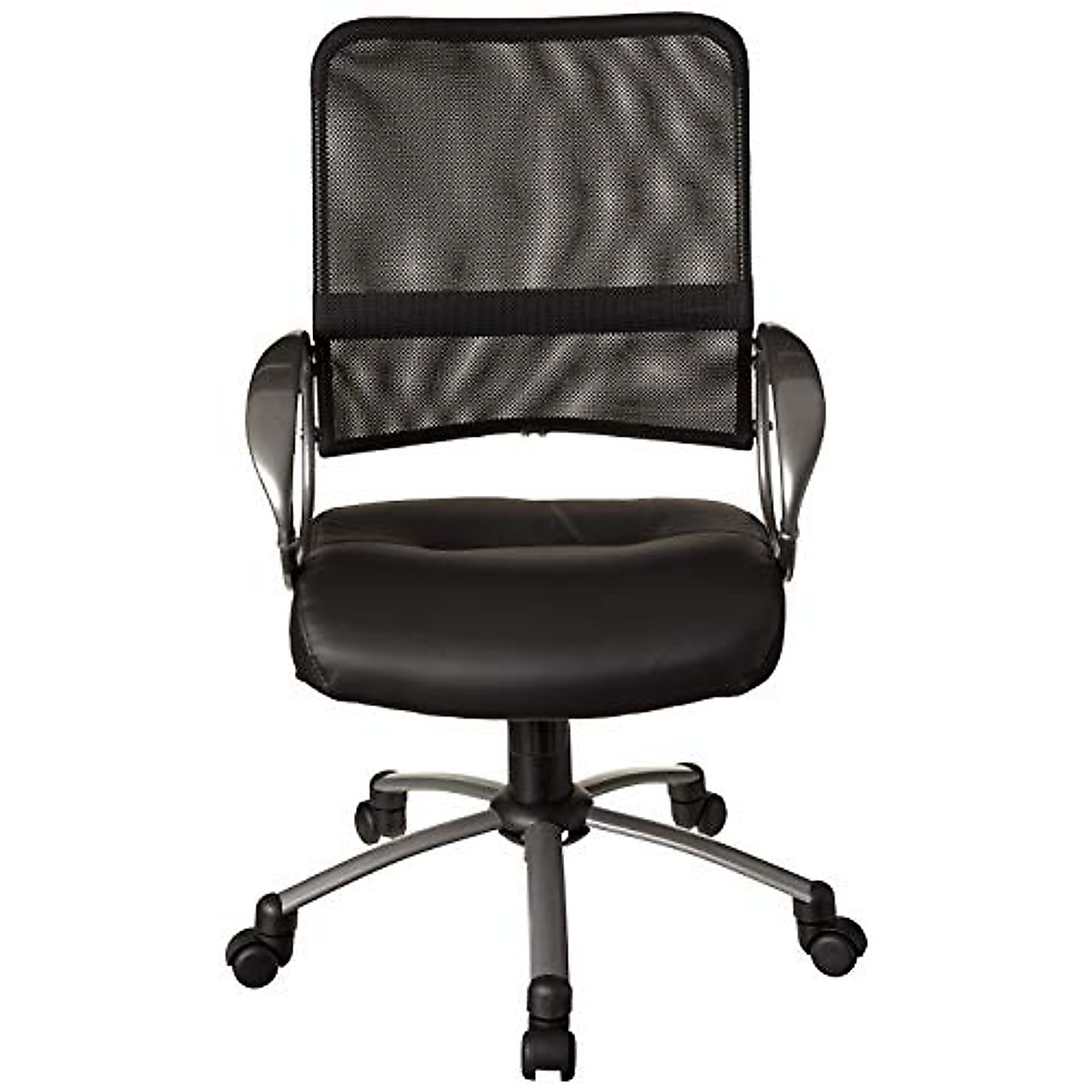 Boss Office Products Mesh Back Task Chair with Pewter Finish in Black