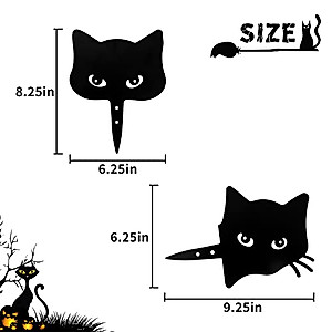 Halloween Black Cat Decorations Peeping Animal Metal Art Halloween Home Decor Outdoor Ornaments Cat Courtyard Lawn Gift Ideal for Cat Lovers Gift Animal Silhouette Set of 2