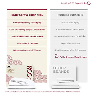 Mayfair Linen 100% Egyptian Cotton Sheets Queen Size - 800 High Thread Count Sheets Queen, 4 PC White Luxury Hotel Bedsheet for Queen Size Bed, 16" Deep Pocket Sateen Soft Cooling Bedding Sets