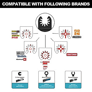 Vtopmart 114 PCS Oscillating Saw Blades, Bi-Metal Tool Blade, Arc Edge Multitool Blades for Cutting Wood/Metal/Plastic Compatible with Fein Multimaster Porter Cable Bosch, Accessories with Sandpaper