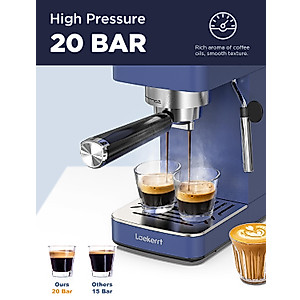 Laekerrt Espresso Machine 20 Bar Espresso Maker with Milk Frother Steam Wand, Compact Espresso Coffee Machine for Cappuccino and Latte (Navy Blue, Upgraded Version) Gift for Coffee Lovers, Dad, Mom