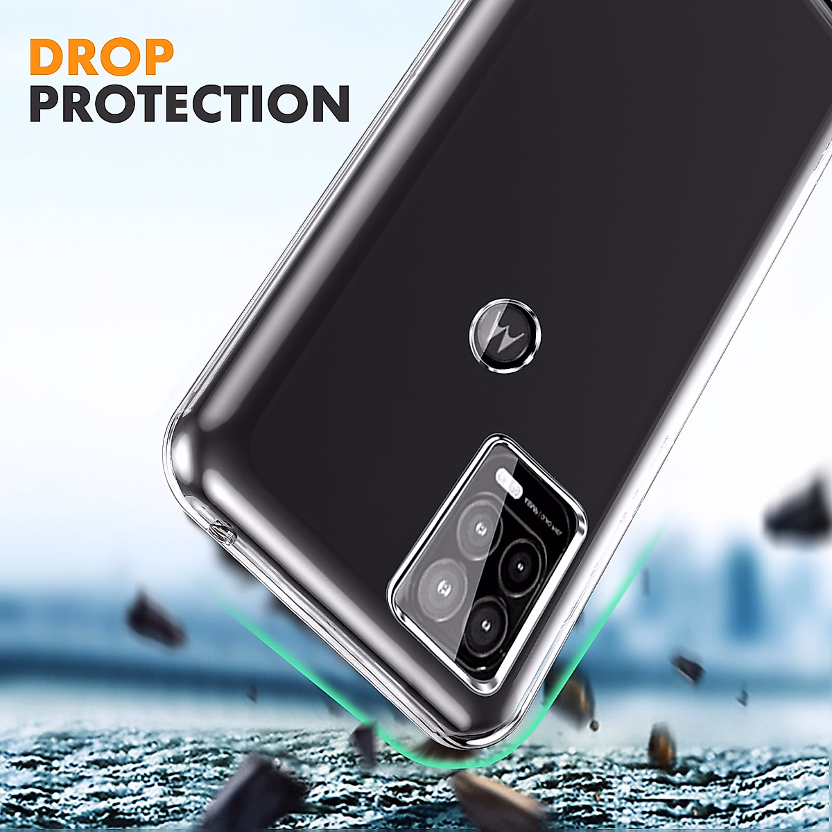 Oududianzi Case for Moto G Stylus 5G 2021 with Screen Protector,Non-Yellowing Shockproof Bumper Protective Phone Cover, Anti-Scratch Soft TPU Back(Transparent)