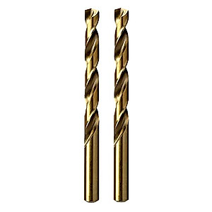 MAXTOOL 25/64" 2pcs Identical Jobber Length Drills HSS M35 Twist Drill Bits 5% Cobalt Fully Ground Golden Straight Shank Drills; JBF35G10R25P2