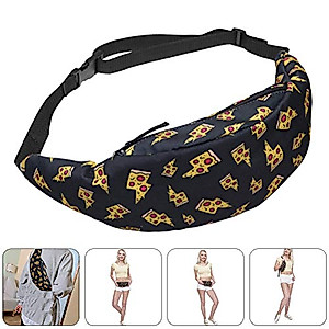 Amosfun 1 Pc Pizza Woman Outdoor Waist Bag Sport Travel Portable Chest Bag (Black) for Women