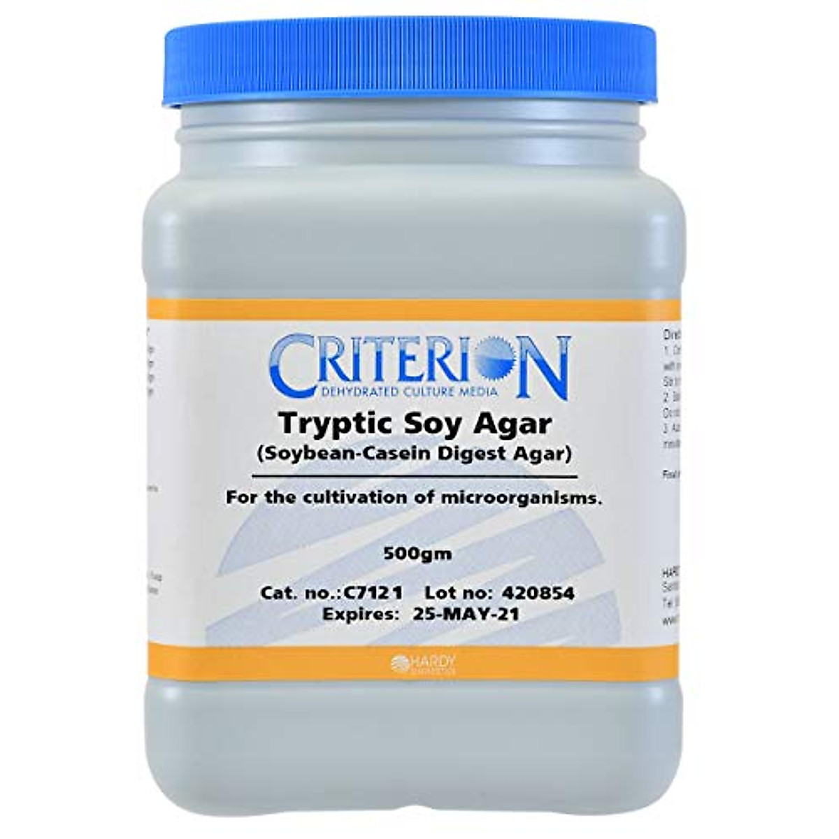 Hardy Diagnostics Tryptic Soy Agar (TSA), Criterion Dehydrated Culture Media, 500gm Wide-Mouth Bottle