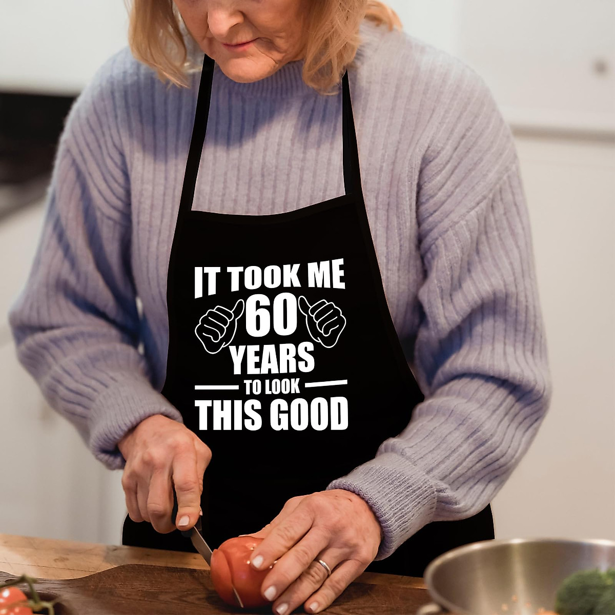 Jpayxese 60th Birthday Gifts for Women Men, 60th Birthday Decorations for Men, Mens Aprons for Grilling Cooking BBQ Kitchen, 60 Year Old Gifts for Women Dad Mom Chef