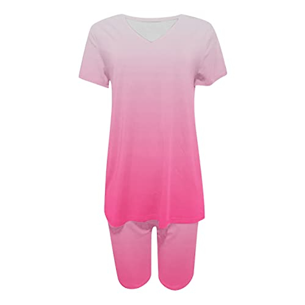 Sruiluo Women 2 Piece Ombre Biker Sets Fashion Casual Jogger Tracksuits Workout Sportswear Lounge Sets Yoga Pilates Running Pink