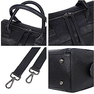 Iswee Genuine Leather Purses for Women Top Handle Handbags Soft Satchel Tote Shoulder Bag CrossBody Work Bag (Black)