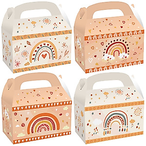 CIEOVO 24 Pack Boho Rainbow Party Goodie Gift Boxes, Boho Rainbow Paper Gift Boxes Bags for Boho Theme Kids Birthday Wedding Baby Shower Party Supplies Decoration