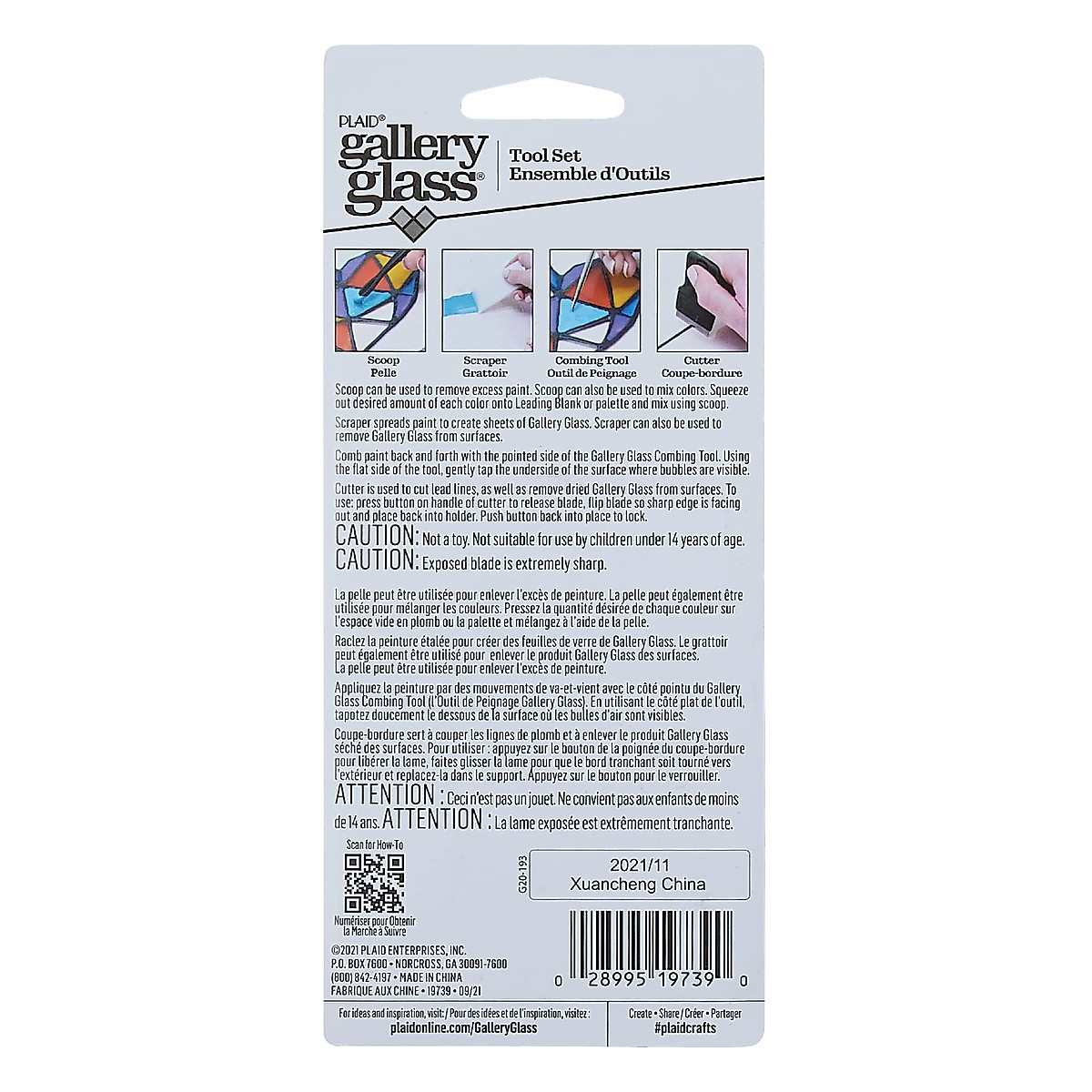 Gallery Glass, 4 Piece Tool Set Perfect for Stained Glass DIY Arts and Crafts, 19739, Multi-Color