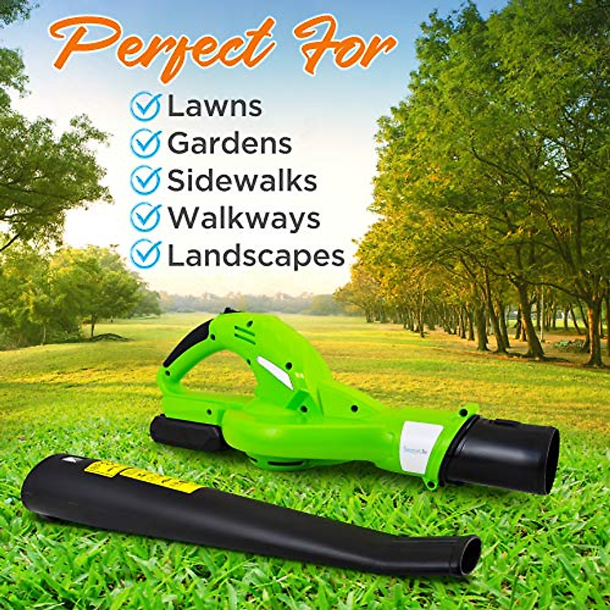 Lightweight Cordless Leaf Blower - 18V, 55 MPH Air Speed - Perfect for Decks, Gutter Cleaning, Snow & Small Yards - Rechargeable Battery & Charger Included, Average Charge Time 4 Hrs - Only 5 lbs.