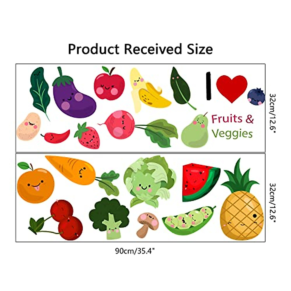 Kitchen Food Wall Sticker, Cartoon Fruit Wall Decals, Peel and Stick Removable, Wall Art Decaration for Kitchen Cabinet Locker Window Sticker Fruit Restaurant Refrigerator Kids Room Wall Decor (fruit)