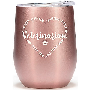 VIOLET & GALE Veterinary Gifts for Women - 12oz Tumbler Cup Wine Glass - Beautiful Veterinarian Coffee Mug for Vet Students, Vet School Graduation Gift