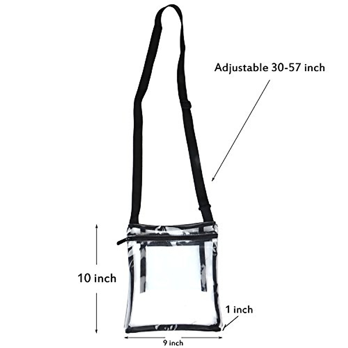 Youngever Clear Cross-Body Purse, Stadium Approved Clear Vinyl Bag, Adjustable Cross-Body Strap, Extra Inside Pocket (Pack of 2)