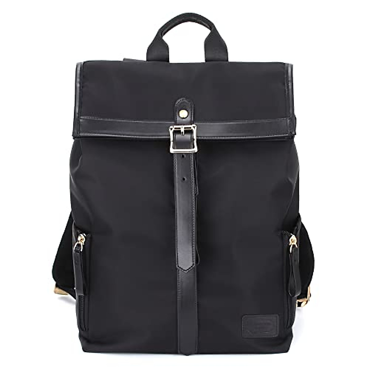 Camelia de Amour Women backpack purse Fashion Nylon Rucksack medium size (t295-183 black/gold Hardware)