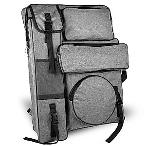 Art Portfolio Case, Art Bag Portfolio Folder for Art Work with Zipper and Handle, Canvas Bags For Supplies Artwork, Storage for Bulletin Boards, Artworks, Paintbrush, Folding Bucket and Charts, Grey