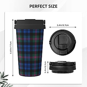 WANGXUEE Blue and Green Scottish Tartan Print 500ml Stainless Steel Travel Tumbler Double Wall Vacuum Insulated Coffee Mug