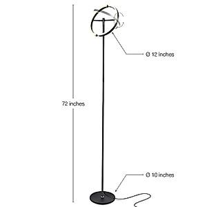 Brightech Halo Split Floor Lamp, Modern Bright LED Torchiere Floor Lamp for Offices - Dimmable, Tall Standing Lamp for Living Room or Bedroom - Adjustable Light w/ Rotating Angles - Jet Black