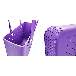 Beach Bag, Waterproof Open Tote Bag, Easy To Clean EVA Beach Bag With Holes for the Beach Boat Pool Sports Shopping (Purple) Large