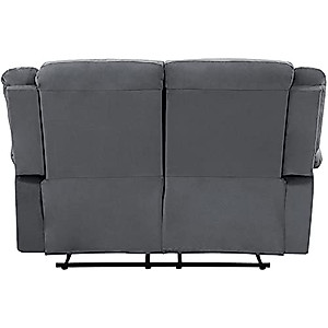 Blackjack Furniture Winthrop Microfiber, Modern Recliner Chair for Living Room and Home Theater, 60" L x 35" W x 40" H, Den Loveseat, Gray