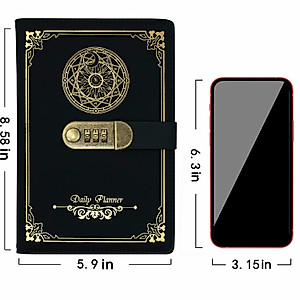 Simplified Daily Planner - The Perfect To Do List Notebook Notepad And Undated Office Supplies Checklist - Leather Daily Journal With Lock (Black)