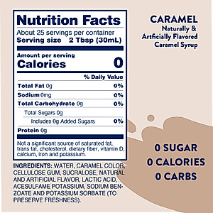 Jordan's Skinny Syrups Salted Caramel, Sugar Free Flavoring Syrup, 25.4 Ounce Bottle (Pack of 2)