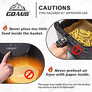 GOAUS Air Fryer 100 Pcs Round Paper Liners Disposable Large for 5 to 8 Qt Basket, 7.9 inch Unbleached Non-stick Oil-proof Parchment Paper