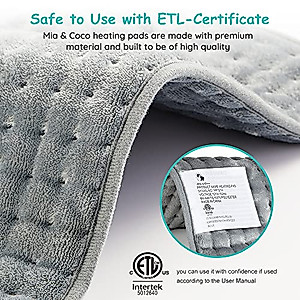 XL Electric Heating Pad for Back Pain Relief with Auto Shut Off in 90 min, 3 Heat Level Settings, 100% Soft Comfortable Polyester XL Extra Large King Size 12" x 24"