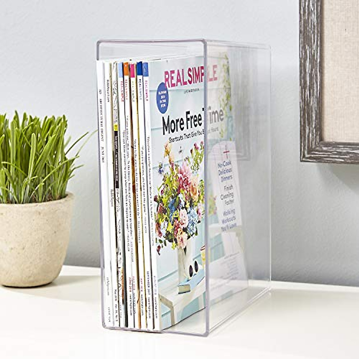 U.S. Acrylic, Inc. Clear Plastic Magazine Holder, 4.88Lx8.88Wx11.88H