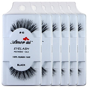 6 Pairs Amorus 100% Human Hair False Eyelashes Made in Indonesia #43