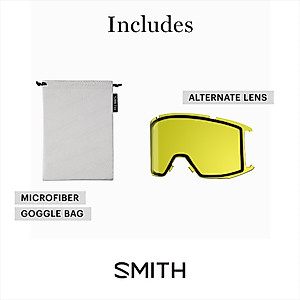SMITH Squad Goggles with ChromaPop Lens – Performance Snowsports Goggles with Replaceable Lens for Skiing & Snowboarding – for Men & Women – Black + ChromaPop Sun Platinum Mirror Lens